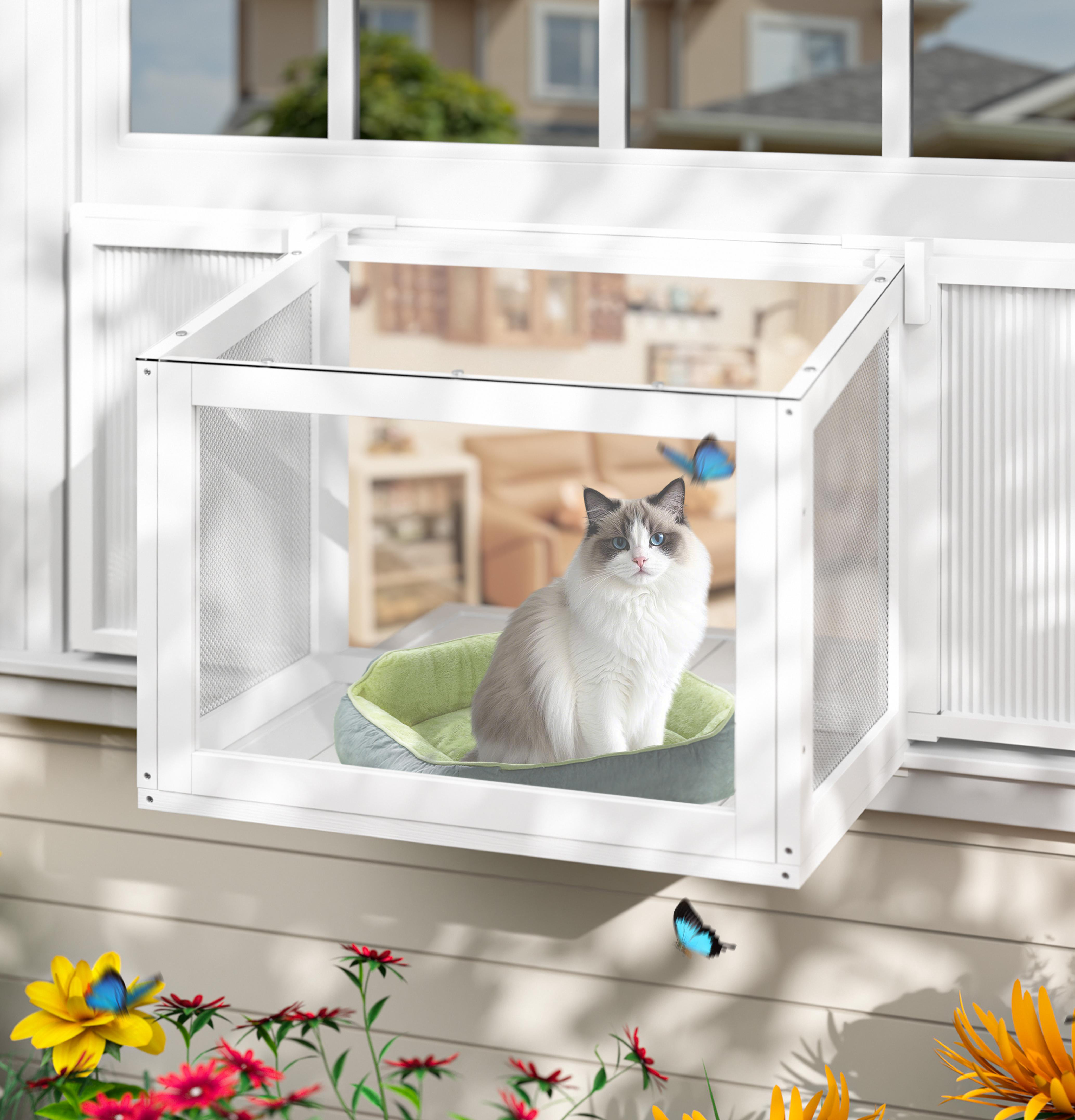 Tucker Murphy Pet™ Expandable Window Enclosure For Indoor Cats, Cat Window Box, Window Catio ...